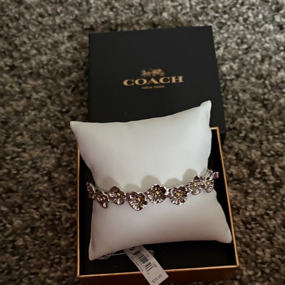 Coach | Jewelry | Coach Silver And Gold Floral Bracelet | Poshmark